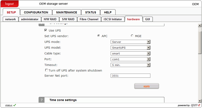 UPS Setup and Configuration for APC 750XL - Open-E :: Knowledgebase ...